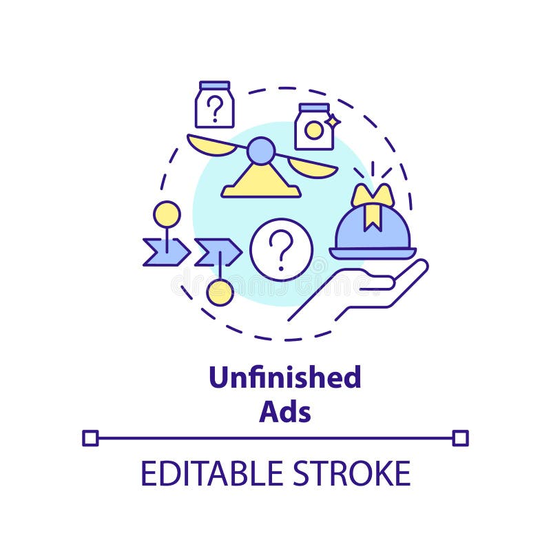 Unfinished Ads Concept Icon Stock Vector - Illustration of digital ...