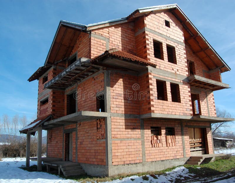 Unfinished brick house stock photo. Image of residence - 51620790