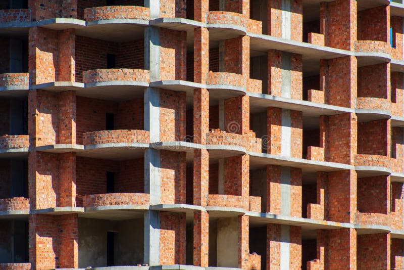 Unfinished Brick Multi-storey Residential Building, Texture, Background ...