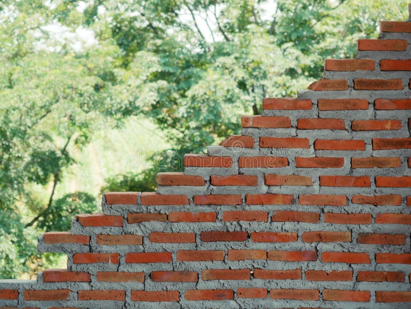 Unfinished Brick Wall Behind the Forest Bokeh Effect Stock Image ...