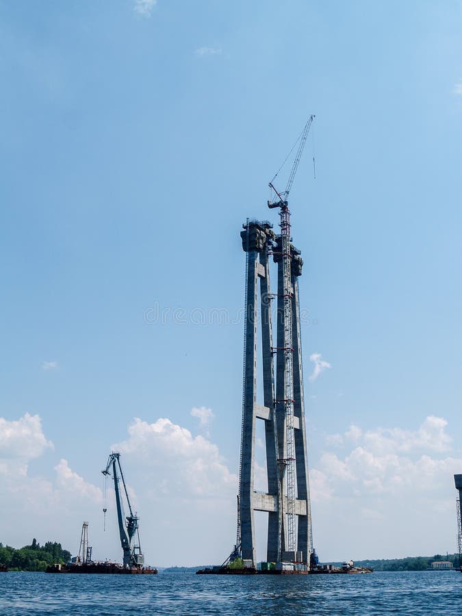 Unfinished Bridge. Bridge Support Construction. Beautiful View of the ...