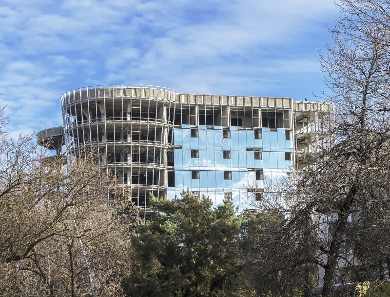 Unfinished Building on a Background of Blue Sky Stock Image - Image of ...