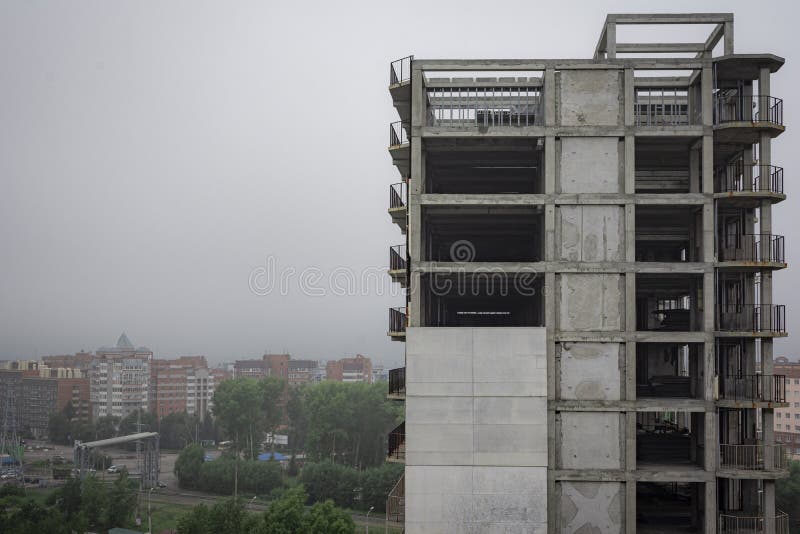 Unfinished Building in a City - Long Construction Stock Image - Image ...