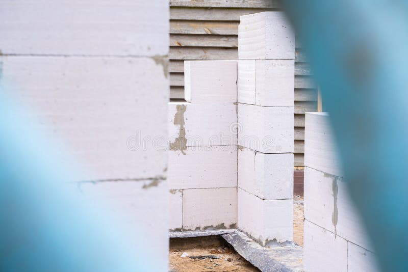 Unfinished Building Made of Aerated Concrete Bricks. the Process of ...