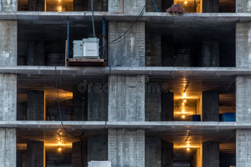 Unfinished Cement Building at a Construction Site without Walls Stock ...