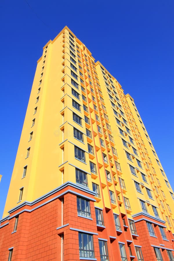 Unfinished Color Building, Under the Blu Sky Stock Image - Image of ...
