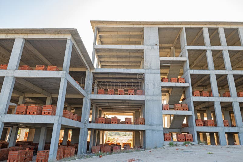 Unfinished Concrete Building on a Construction Site Stock Photo - Image ...