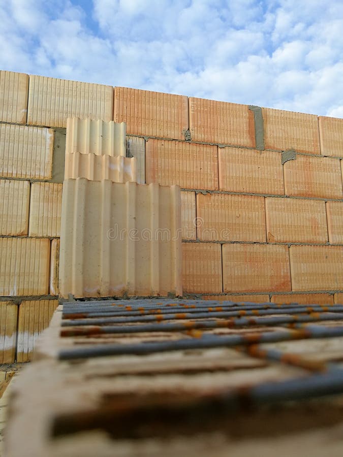 Unfinished Construction Ceramic Block Wall Close Up Stock Image - Image ...