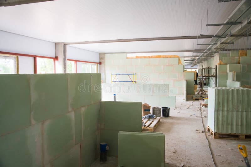 Unfinished Construction Empty Room Stock Image - Image of inside ...