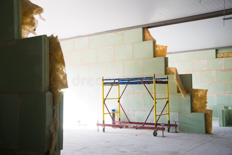 Unfinished Construction Empty Room Stock Image - Image of construction ...