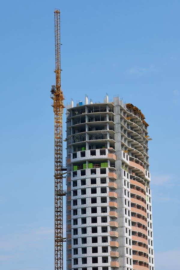 Unfinished Construction of High-rise Building with Cranes Stock Photo ...