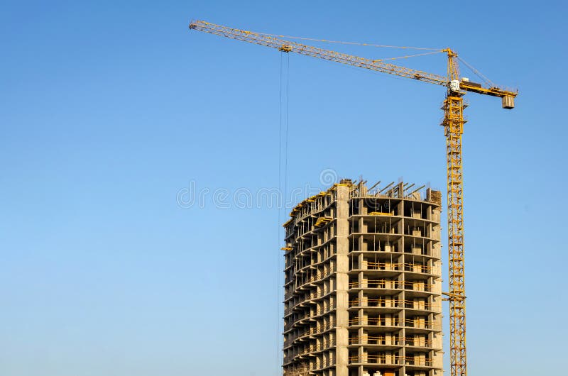Unfinished Construction of High-rise Building with Cranes Stock Image ...
