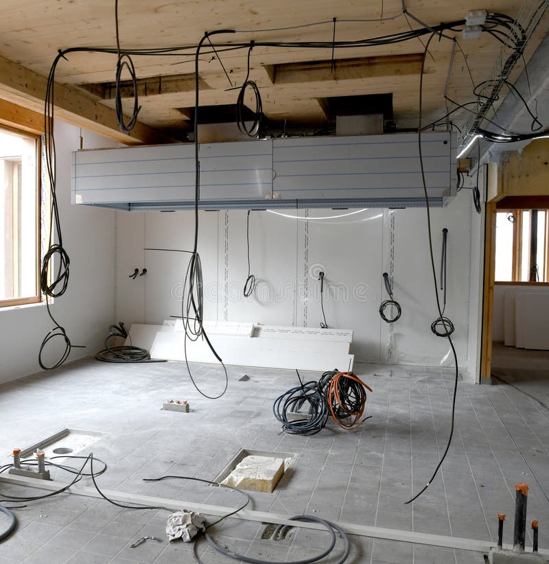 Electrical Installation on a Construction Site Stock Photo - Image of ...