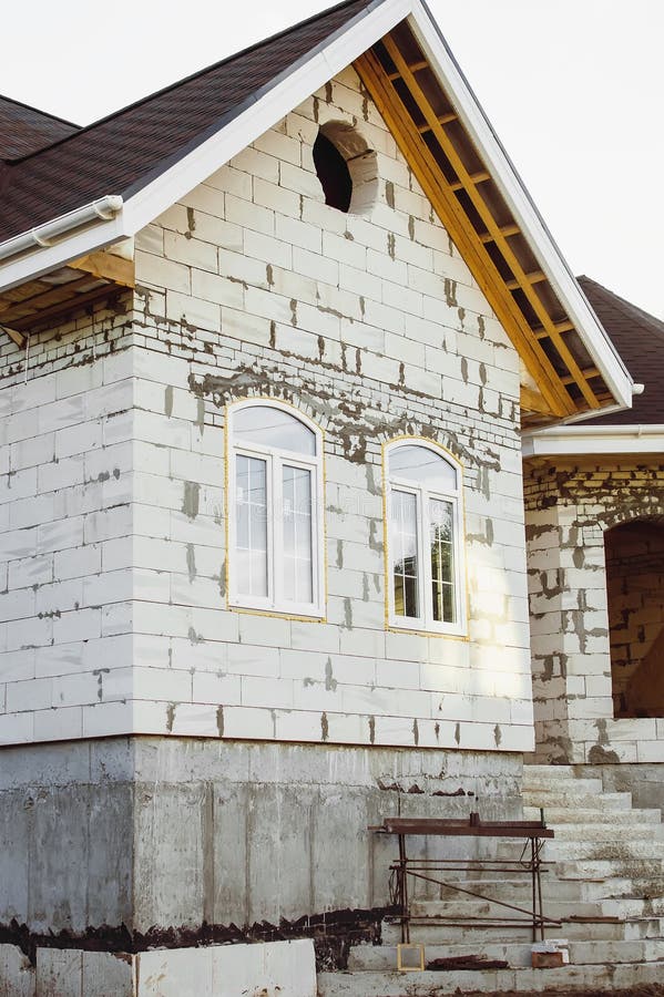 Unfinished Country House of White Stone Blocks Stock Photo - Image of ...