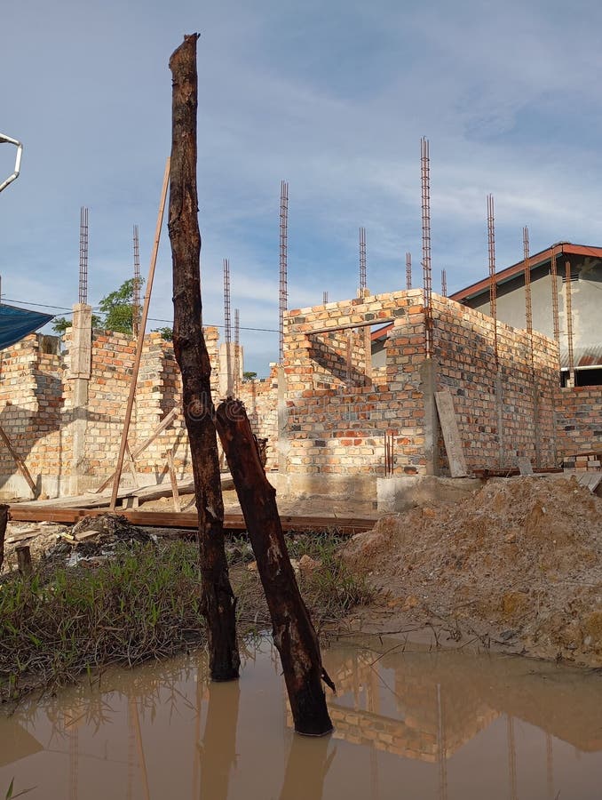 An Unfinished House Building Stock Photo - Image of indonesia, asia ...