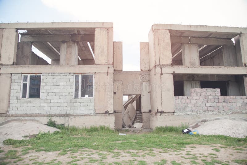 Unfinished House. Construction of a New Home Stock Photo - Image of ...
