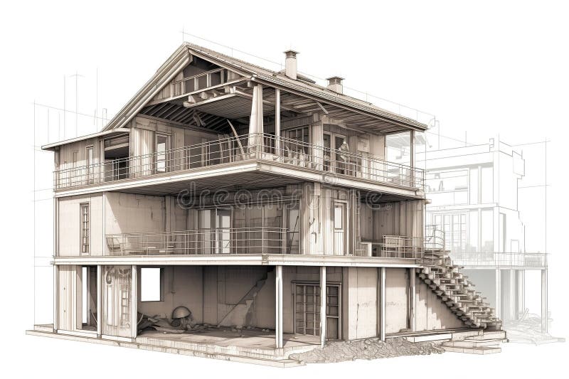 Unfinished House and Real Estate Construction. AI Generated Stock ...