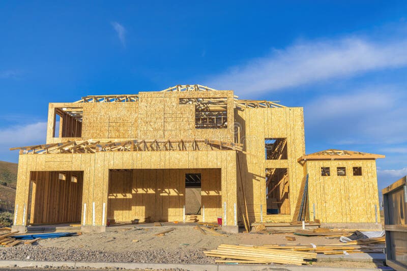 Unfinished House Structure with Timber Frame and Cork Wall Insulation ...