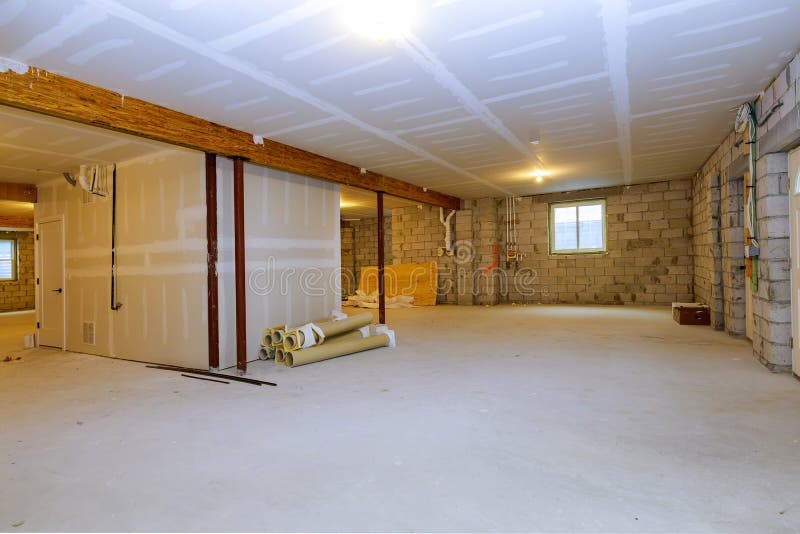 Unfinished New Build Interior Construction Basement Renovation Stock ...