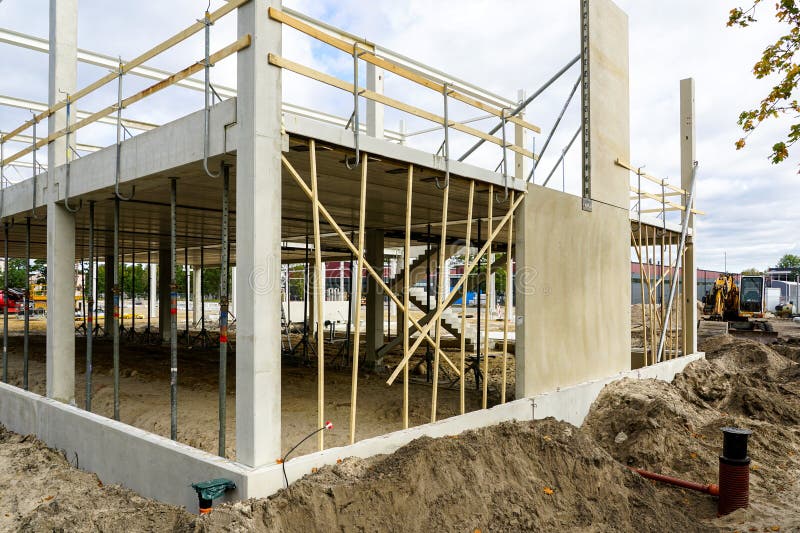 Unfinished New Modern Reinforced Concrete and Metal Structure Building ...