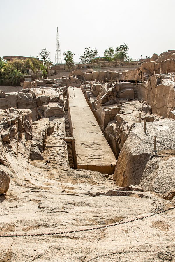 The Unfinished Obelisk at Stone Quarries of Aswan, Egypt Stock Image ...