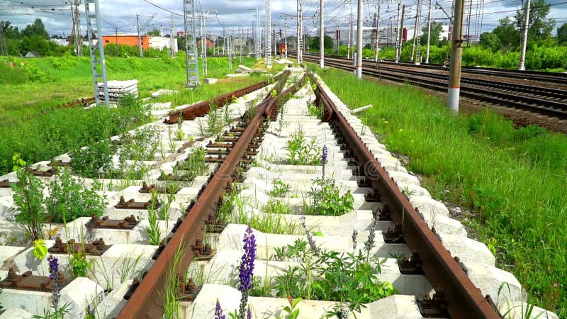 Unfinished railway track stock video. Video of locomotive - 98741787