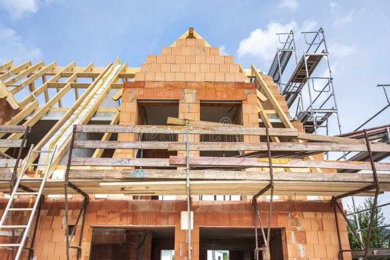 Unfinished Residential Home in Construction Stock Image - Image of ...