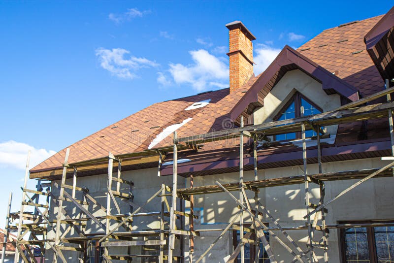 Unfinished Residential Home in Construction Progress at Building Site ...