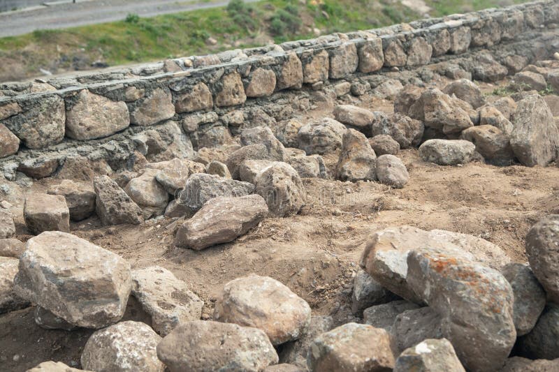 Unfinished Rough Stone Wall in Outdoor. Construction Stock Illustration ...