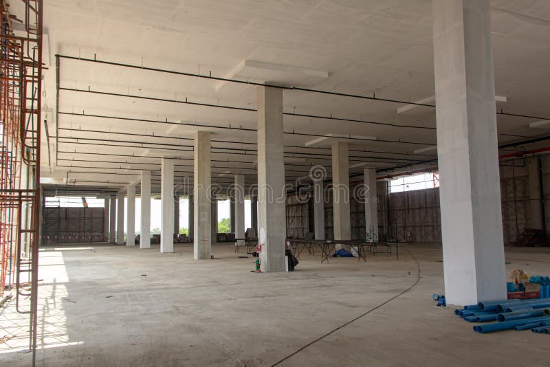 Unfinished Wall and Floor Support Pillars for Big Building Stock Photo ...