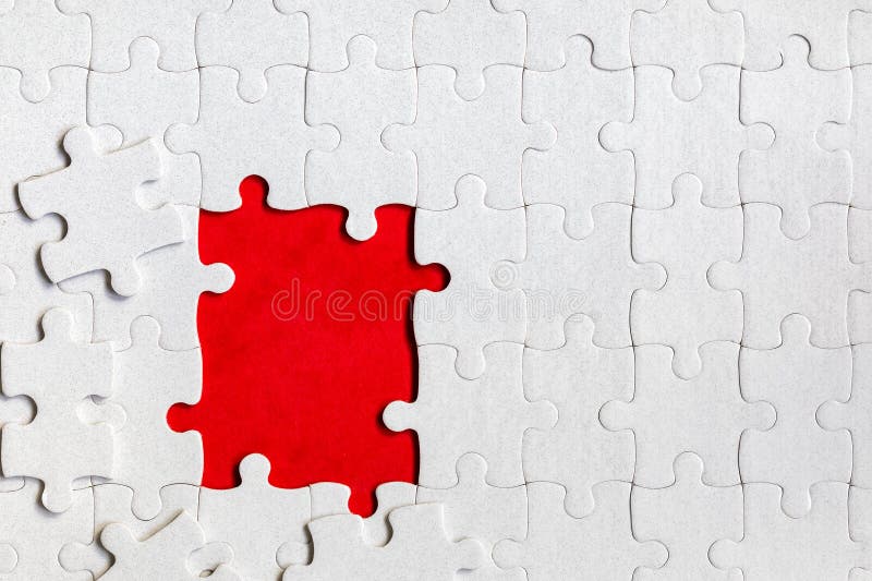 Unfinished White Jigsaw Puzzle Pieces. Fill in Pieces of the Jigsaw ...
