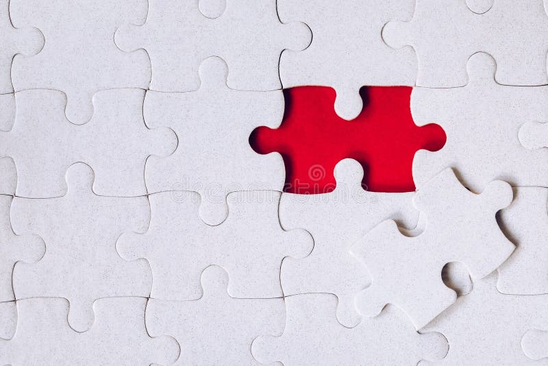 Unfinished White Jigsaw Puzzle Pieces. Fill in Pieces of the Jigsaw ...