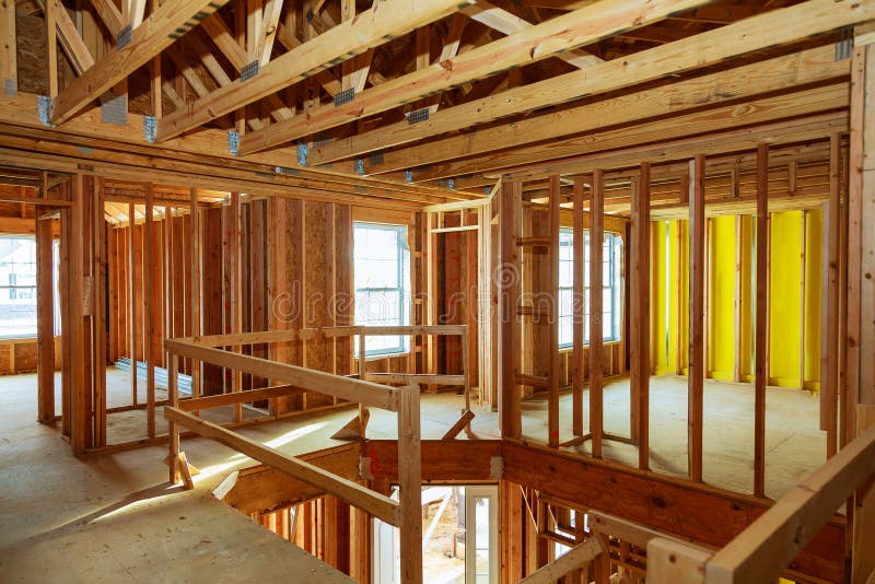 Unfinished Wood Frame Building or House Stock Image - Image of layout ...
