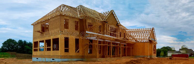 The Frame Building or House with Basic Electrical Wiring Stock Photo ...