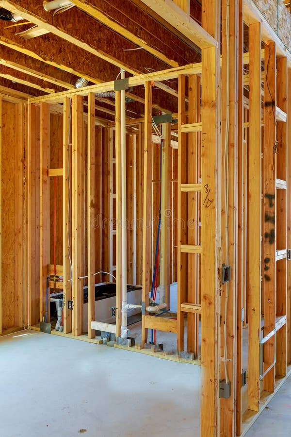 The Frame Building or House with Basic Electrical Wiring Stock Photo ...