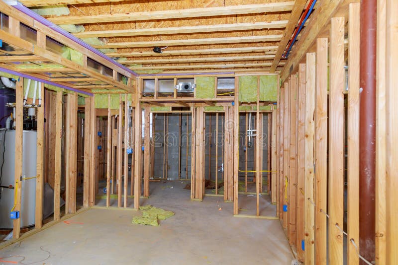 The Frame Building or House with Basic Electrical Wiring Stock Photo ...