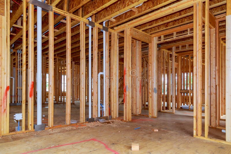Unfinished Wood Frame Building or a House Stock Photo - Image of ...
