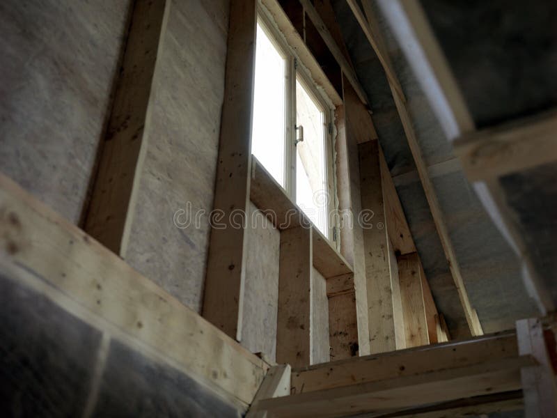 Unfinished Wooden House Interior Stock Image - Image of construction ...