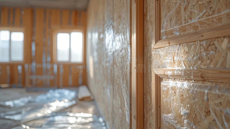 Unfinished Wooden Interior of a Building Under Construction. Stock ...