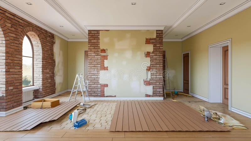 Unfinished Work on the Inside of the House Stock Illustration ...