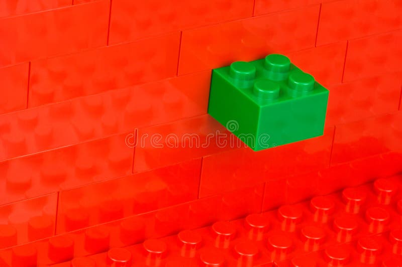 Red Building Block in Yellow Stock Photo - Image of compatible, block ...