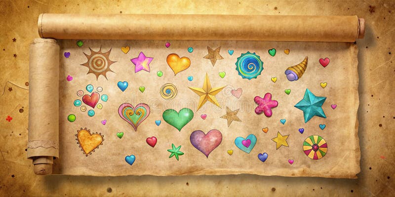 Vintage Scroll Unveiling Colorful Icons a Visual Feast for Interface ...