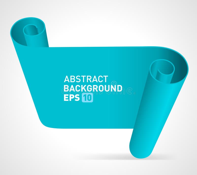 Unfolded Blue Scroll Vector Background. Rolled Up Abstract Empty ...