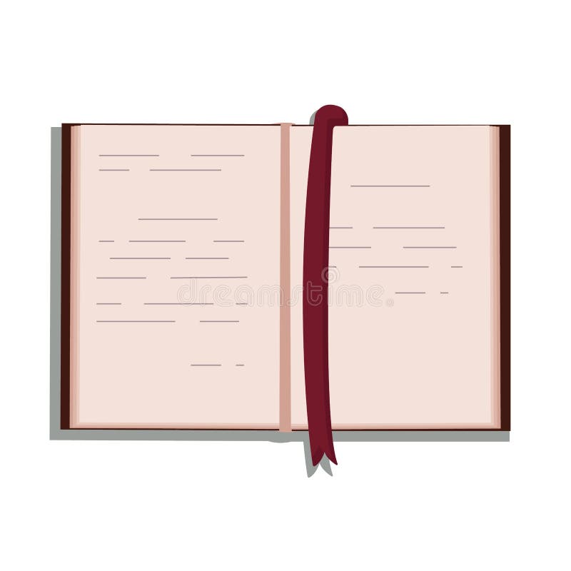 Unfolded Book with a Red Tab in the Middle Stock Vector - Illustration ...