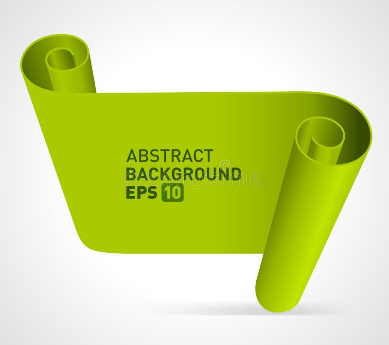 Unfolded Green Scroll Vector Background. Rolled Up Abstract Empty ...