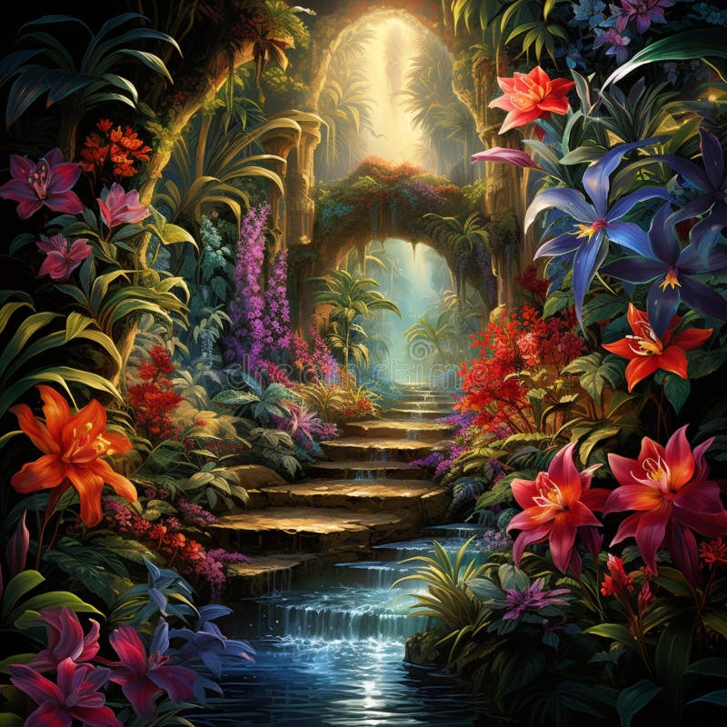 Unfolding Secrets: Trailing Vines Reveal a Hidden Oasis Stock Image ...