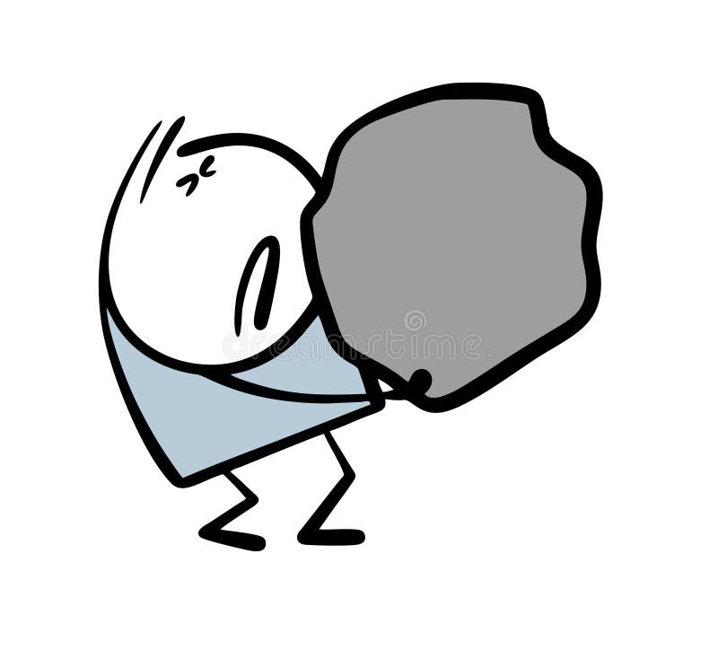 Unfortunate Stickman is Suffering, Carrying a Heavy Load. Vector ...