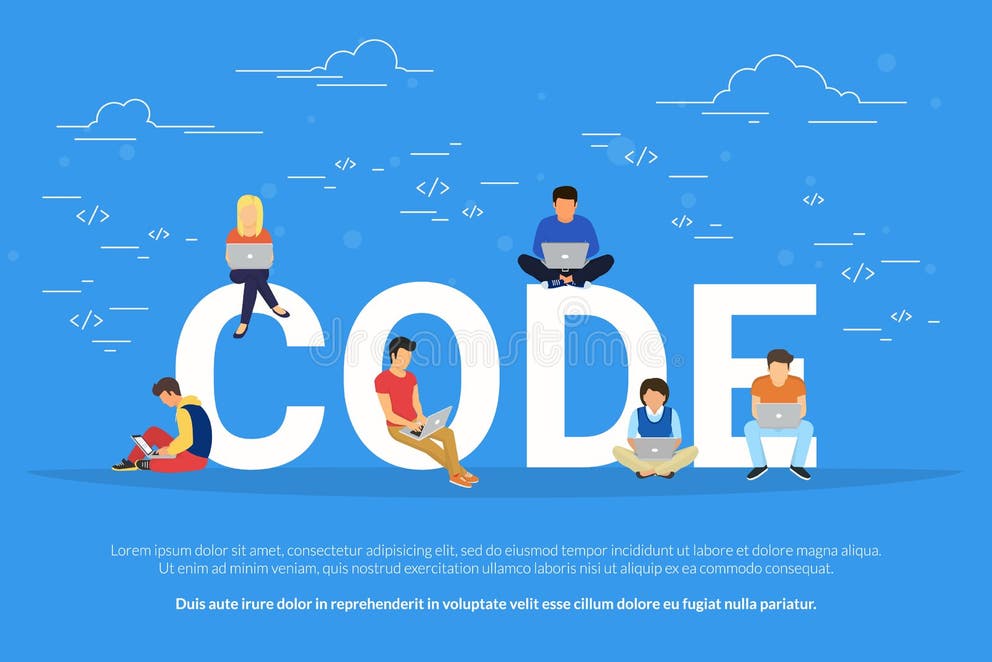 Unga Programmerare Som Kodifierar Ett Nytt Projekt Vektor ...