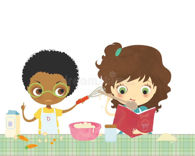 Ungar som lagar mat design stock illustrationer. Illustration av barn ...