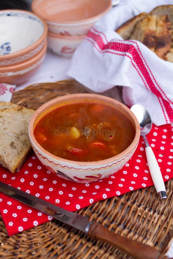 Ungersk Traditionell Mat, Gulaschsoppa Arkivfoto - Bild av potatis ...